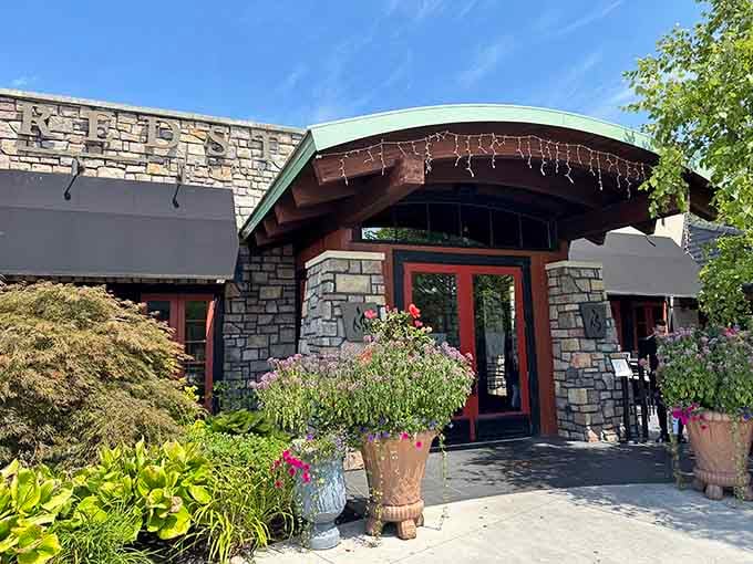 That stone facade and welcoming entrance promise good things are waiting inside for your hungry stomach.