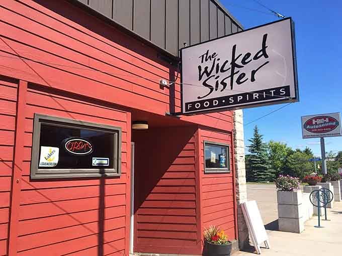 That bold red exterior isn't shy about announcing what's inside: seriously creative burgers worth the stop.