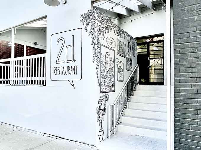 This isn't just a restaurant entrance; it's a portal to a dimension where artists and chefs collaborate.