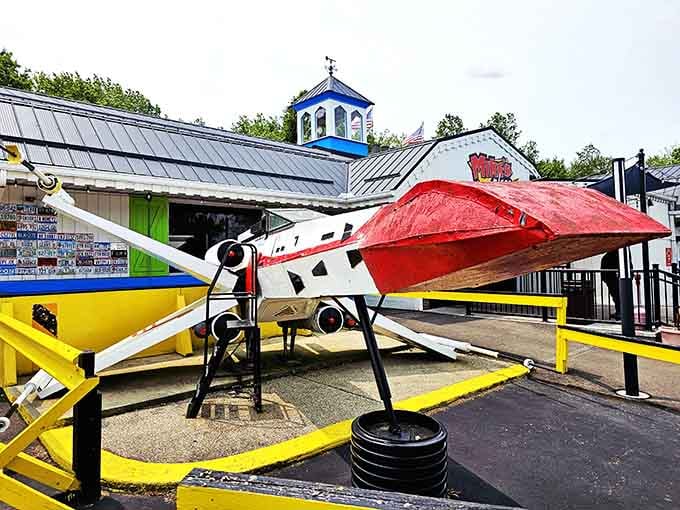 That's not a UFO, it's just Mike's Place announcing itself to the entire neighborhood with style.