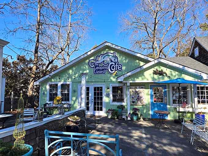 That green and white exterior isn't just a building, it's a promise that something delightfully unexpected awaits inside.