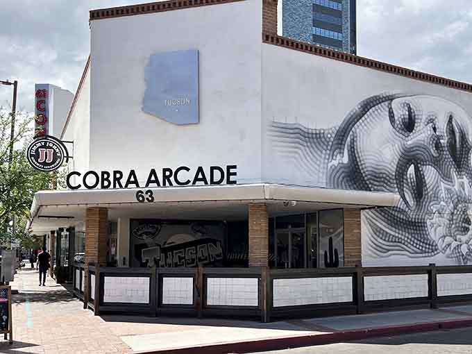 That striking exterior mural isn't just decoration, it's a promise of the pixelated paradise waiting inside for you.