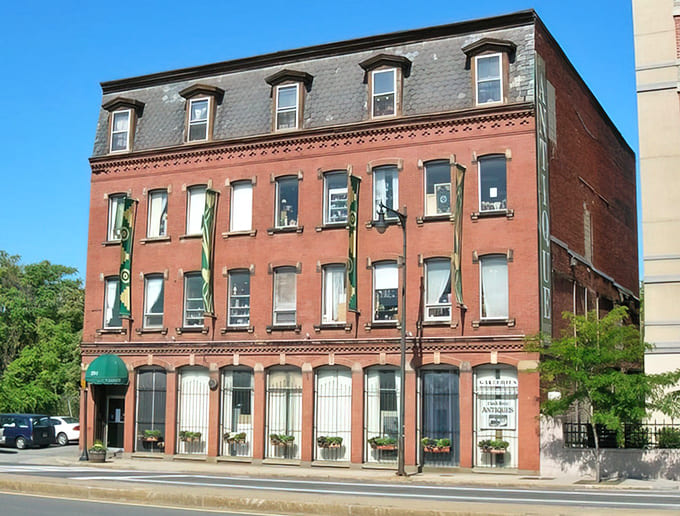 The building's exterior charm is just the appetizer; the real feast of finds awaits inside those doors.