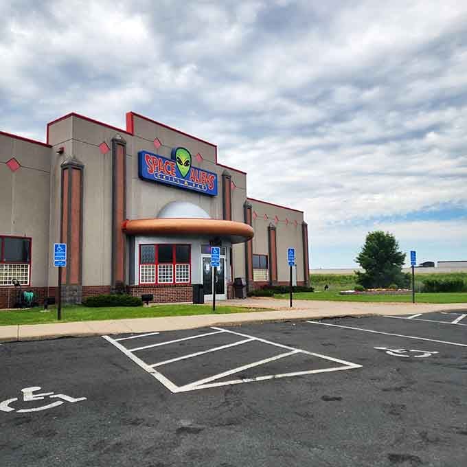 The building practically screams "adventure awaits inside," and honestly, who could resist that intergalactic invitation?
