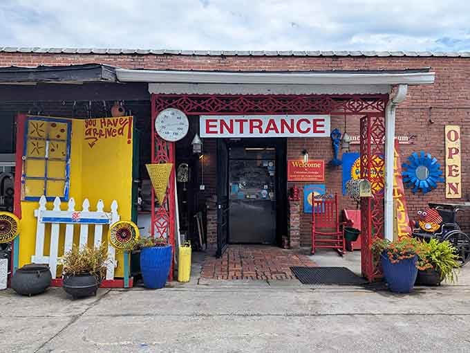 Bright colors and quirky decorations make the museum entrance feel like the start of a fun adventure.