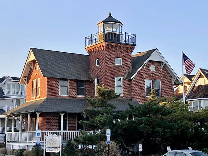 That square tower rising from a cozy home proves lighthouses don't need to follow the rulebook to save lives.