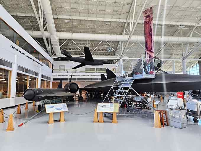 The SR-71 Blackbird sits ready to break sound barriers, reminding us that some things never go out of style.