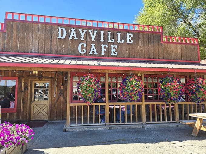When the hanging baskets are this spectacular, you know someone inside cares deeply about every single detail.