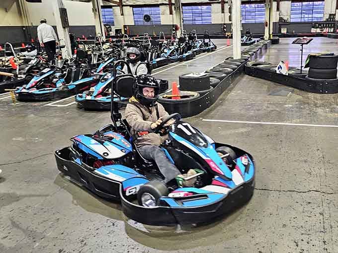 Electric karts lined up like eager racehorses at the gate, ready to unleash your inner speed demon.