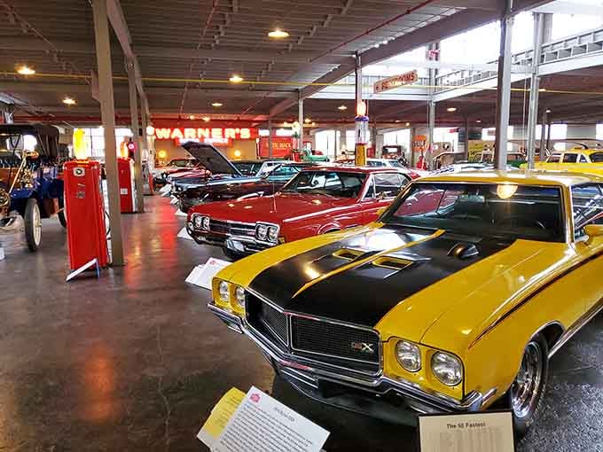 This rainbow of muscle cars proves that parking lots used to be way more interesting than today's grayscale snoozefest.