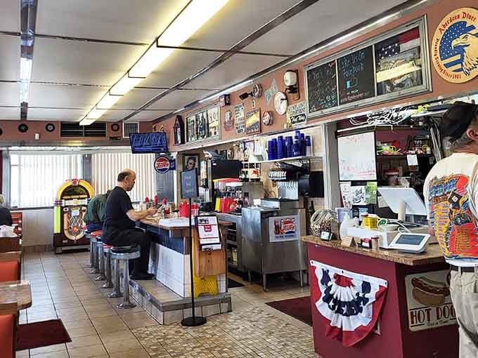 The counter stools and vintage jukebox transport you back when diners were America's living rooms and everyone felt welcome.