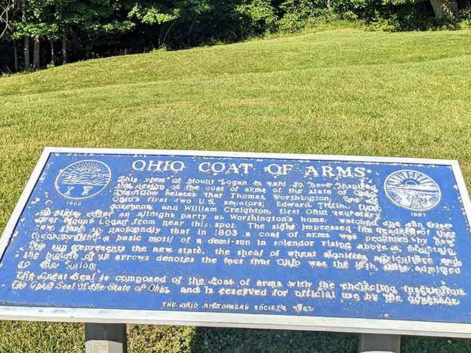This marker tells the story of how one man's front yard became every official Ohio document's backdrop.