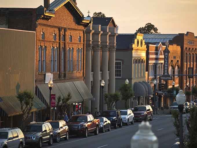 Golden hour bathes downtown in light that's completely free, unlike everything else in more expensive Georgia cities.