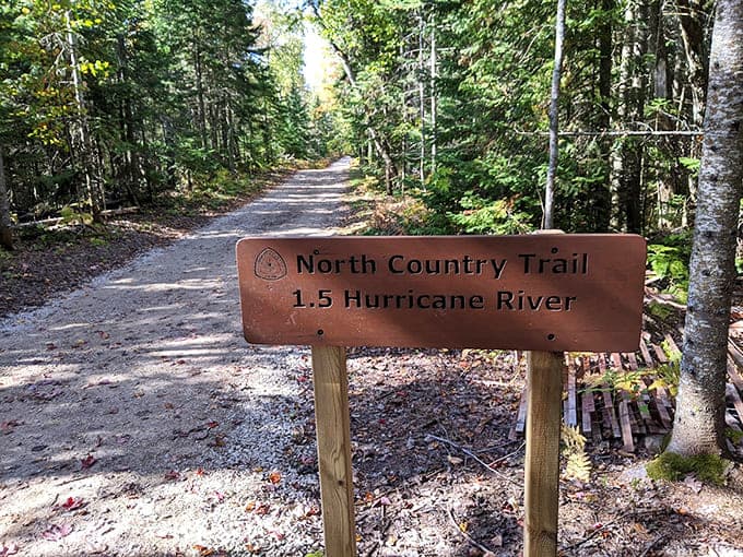 The North Country Trail sign marking your 1.5-mile journey to photographic glory and possibly some complaining about distance.