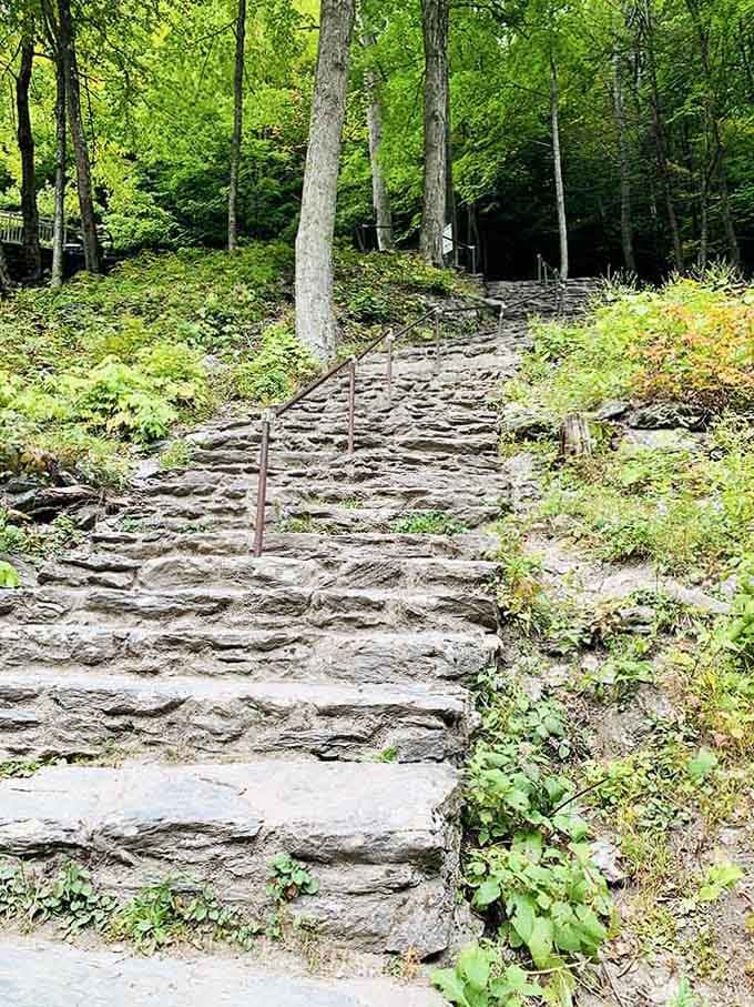 Stone steps carved into the hillside prove that getting to beautiful places sometimes requires a little extra effort.
