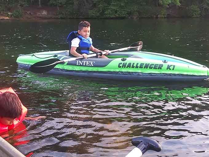 That moment when the water's so calm, you're not sure if you're paddling or floating through glass.