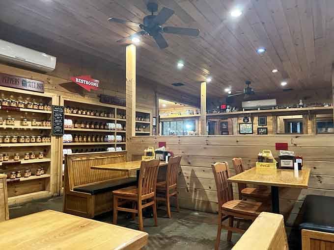 More wooden tables and ceiling fans mean more room for folks to gather and enjoy seriously good smoked meats.