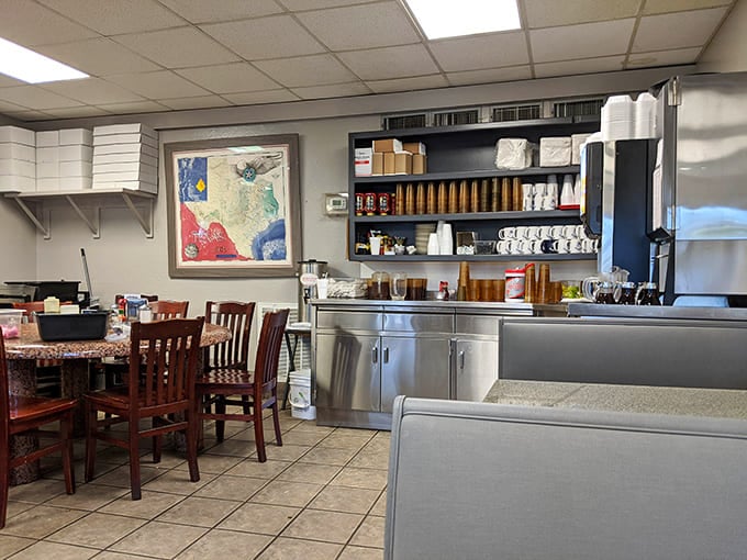 The view from the counter shows a dining room where memories are made and calories are cheerfully, unapologetically consumed daily.