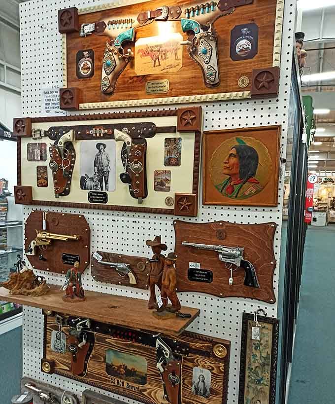 Western memorabilia meets frontier nostalgia in this display that celebrates Colorado's cowboy heritage with authentic vintage flair.