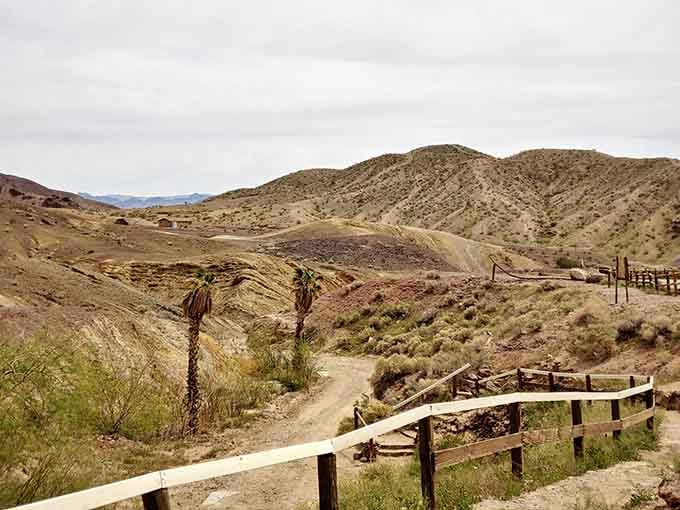 Rolling hills surround Calico like nature's amphitheater, showcasing why this location captivated miners seeking riches.