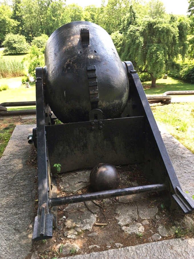 This historic cannon stands as a stoic reminder of America's past. Silent now, but still commanding attention like a heavyweight champion in retirement.