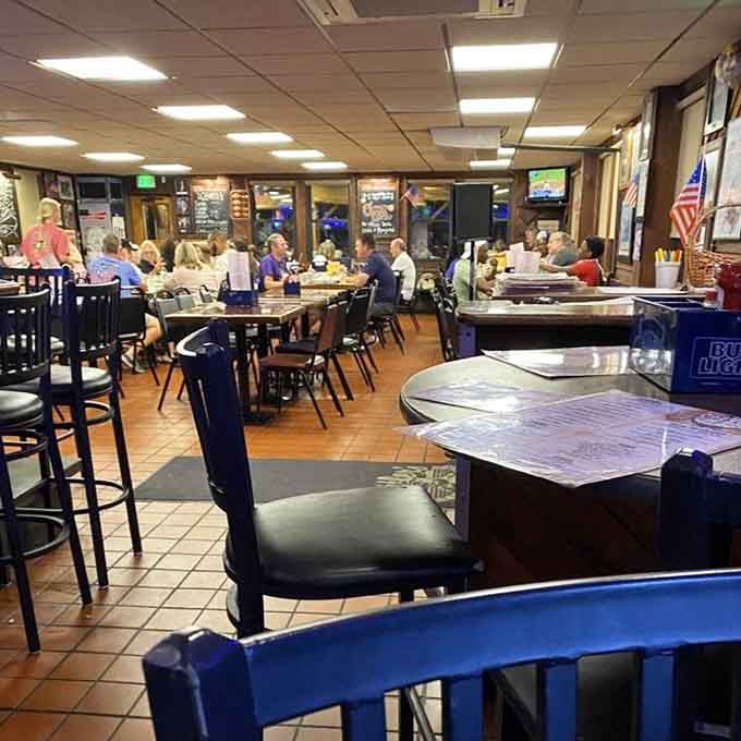 Inside seating that's comfortable, unpretentious, and filled with people who know what's good in life.