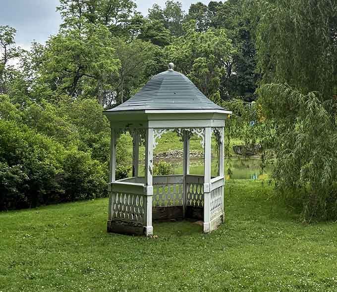 This gazebo has witnessed more peaceful moments than your living room during any family holiday gathering.