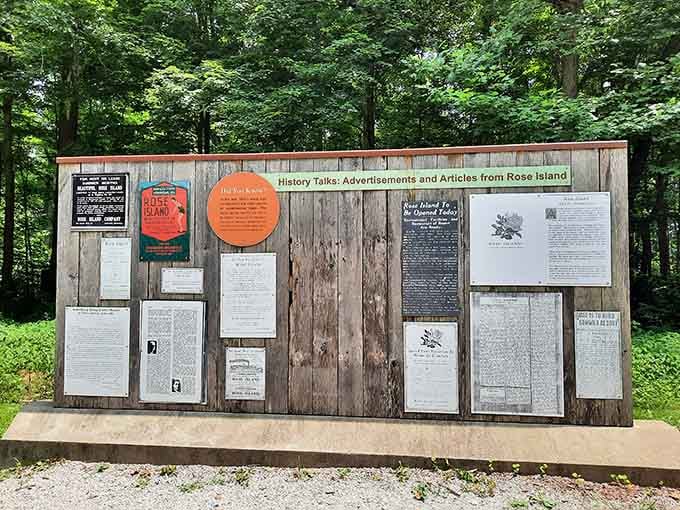 Old advertisements and articles tell tales of Rose Island's glory days when this forest was Indiana's premier entertainment destination.