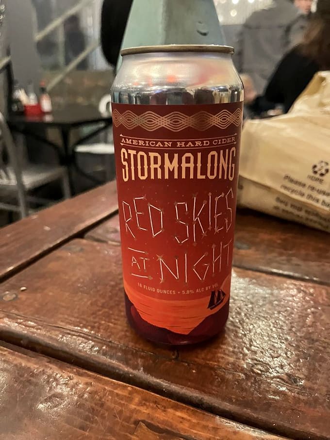 Even the hard cider selection shows thoughtful curation - because what pairs better with ocean bounty than something crisp and refreshing?