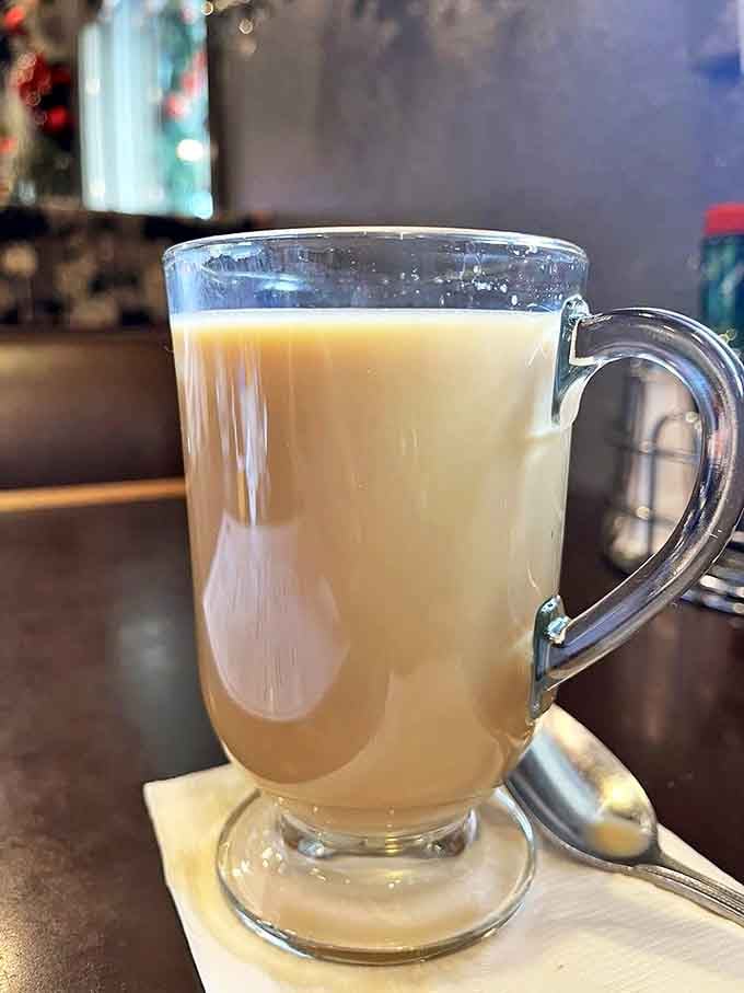 Coffee served in a glass mug that lets you appreciate its amber depths. The kind of brew that doesn't just wake you up&mdash;it motivates you to conquer mountains.