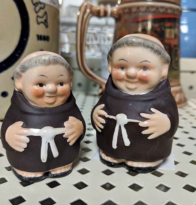 These cheerful ceramic monks have been smiling through decades – clearly they know something we don't about happiness.