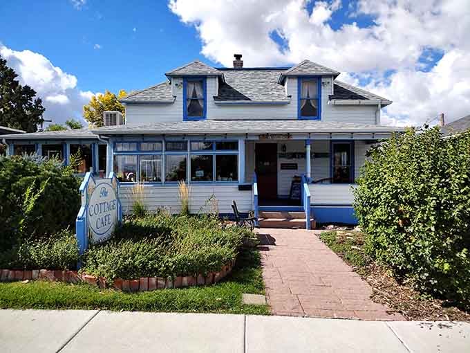 The Cottage Cafe's blue and white charm looks like it was plucked from a New England postcard and replanted in Wyoming soil.