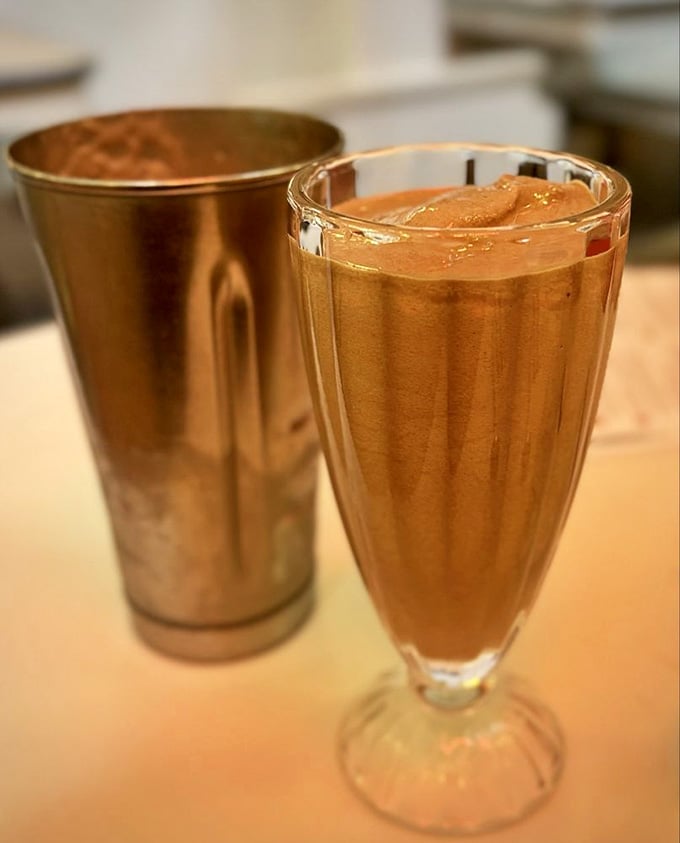 That chocolate malt comes with its own mixing tin because one glass simply isn't enough.