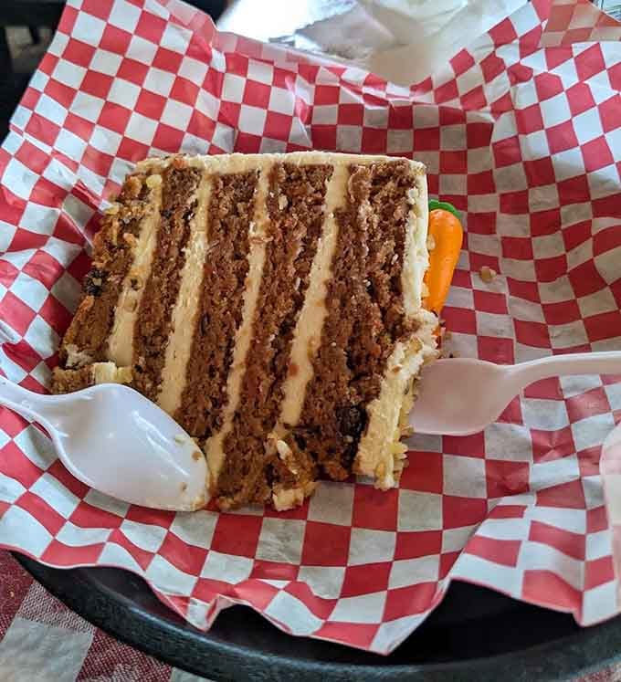 Carrot cake with layers so impressive it could moonlight as architectural inspiration for your next home renovation project.