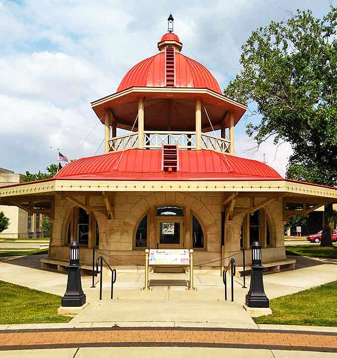 The Transfer House's distinctive red dome serves as Decatur's quirky landmark. This octagonal wonder has been the city's meeting spot since streetcars ruled the roads.