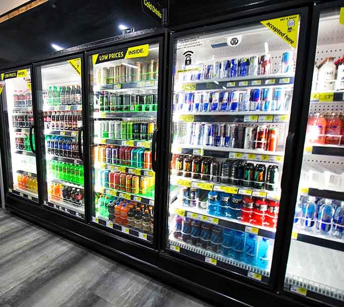 Energy drinks and Gatorade stand at attention, hydration options that won't require selling plasma to afford your beverage.