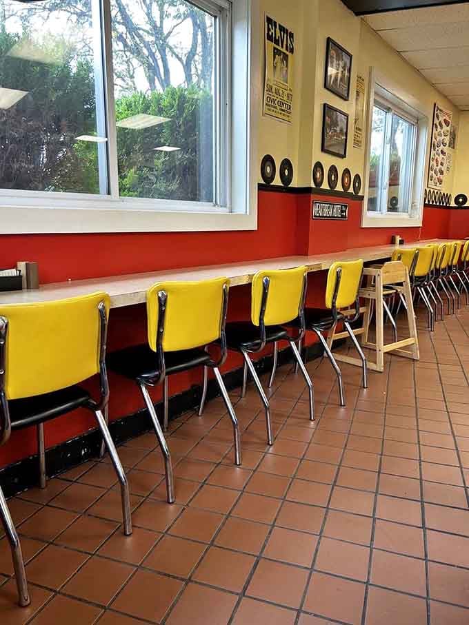 Counter seating with a view of the action, where watching your meal come together is half the fun.