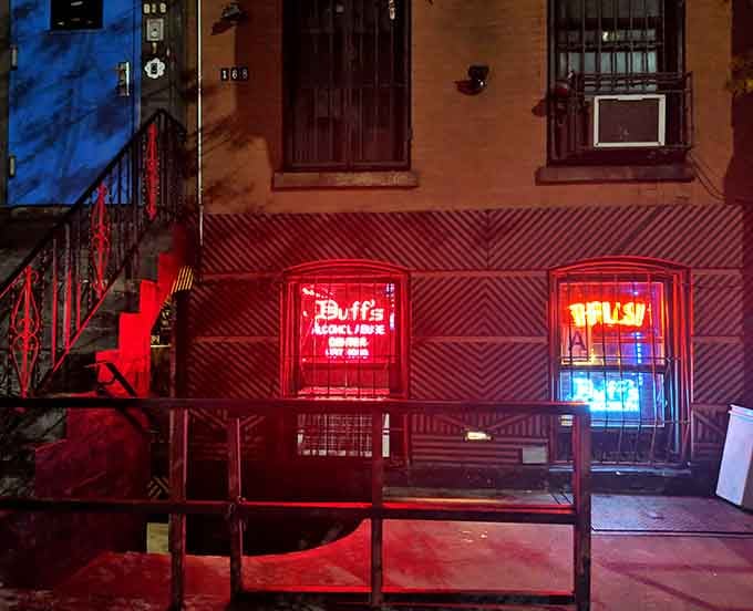 Even the exterior promises something extraordinary lurking behind those neon-lit windows and metal gates.