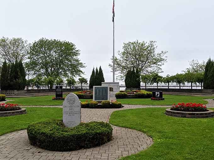Memorial Park's manicured grounds and lakefront location provide the kind of peaceful reflection space every community needs.