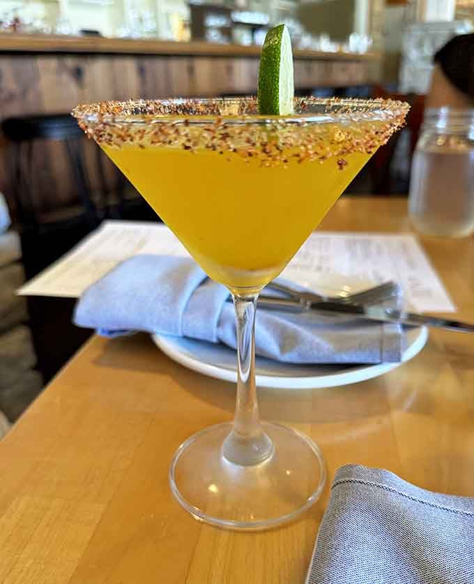 That cocktail with the everything-bagel rim is either genius or madness, and honestly, who cares when it looks this good?