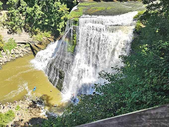 The main event doesn't disappoint! This magnificent cascade plunges with such dramatic flair that you half expect to see credits roll after witnessing it.