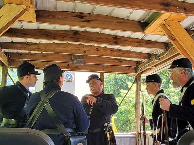 Living history actors bring the past to life, making you grateful you weren't actually around for Civil War-era train travel conditions.