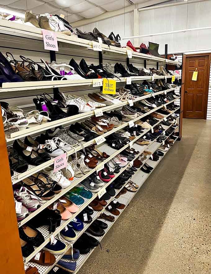 Shoe paradise stretches before you, where yesterday's barely-worn impulse buys become tomorrow's favorite footwear finds.