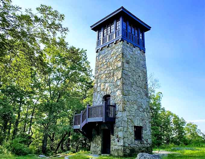 This stone observation tower stands like a fairy tale castle, offering views that'll make your camera work overtime.