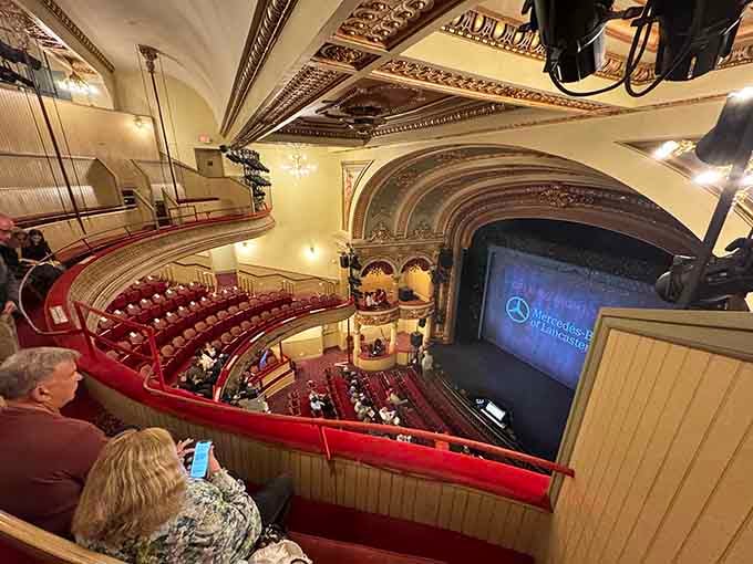 From the balcony, you get the full scope of this architectural gem and its gorgeous historic details.