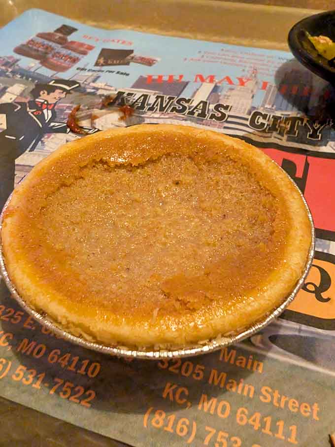 Sweet potato pie with that perfect wobble, because even barbecue joints know dessert matters tremendously.