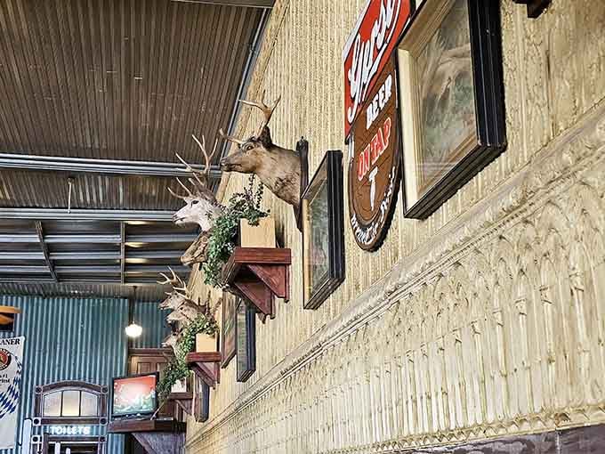 Those mounted deer heads have witnessed countless satisfied diners and probably some pretty impressive eating feats over the years.
