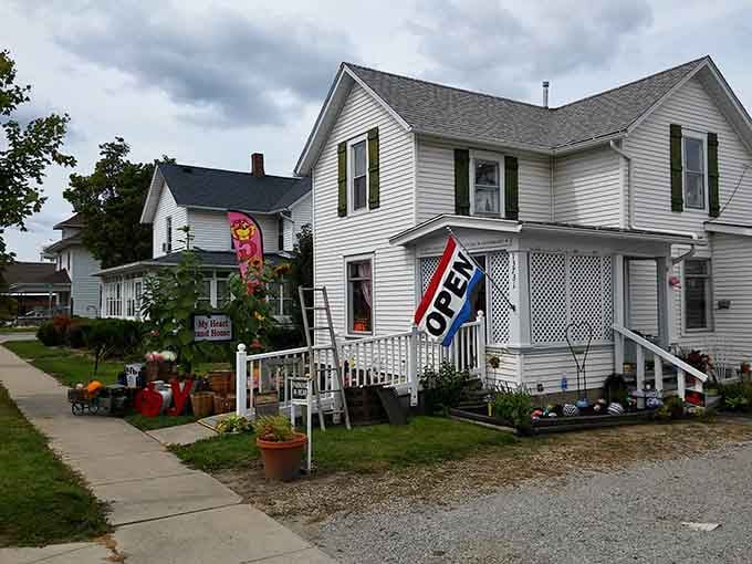 My Heart And Home's cheerful exterior suggests treasures within, the kind of shop where browsing becomes an afternoon adventure.