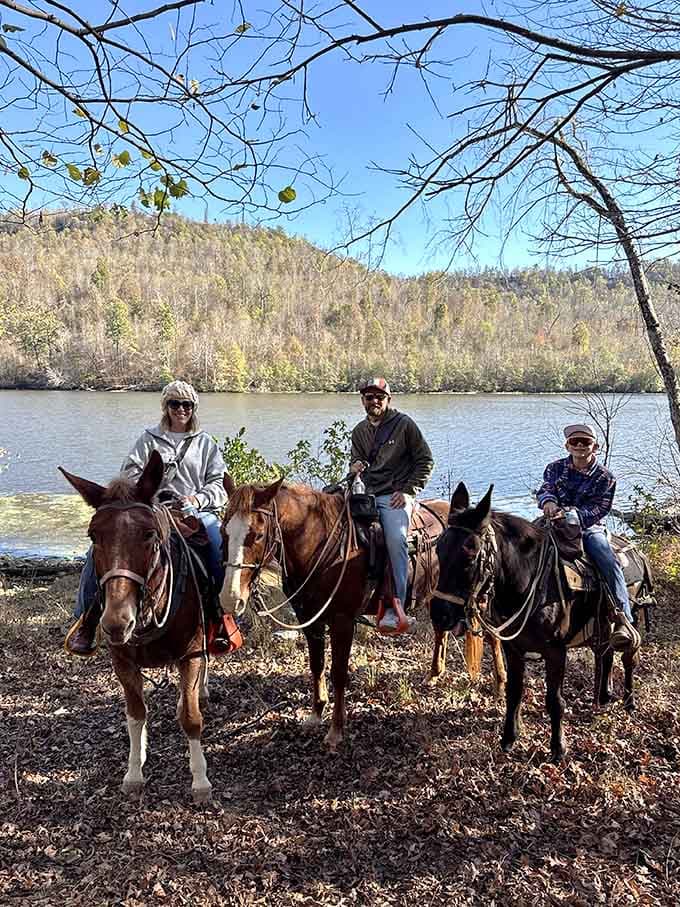 Horseback rides through wooded paths offer a different perspective on the area's stunning natural landscape.