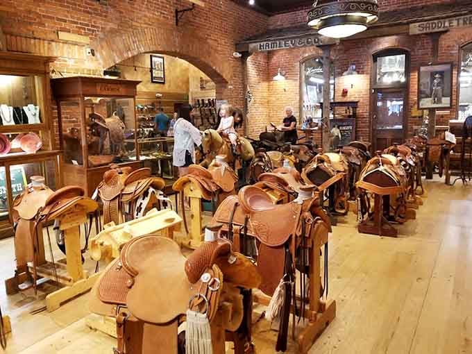Hamley & Co. Western Store displays handcrafted saddles that are functional art pieces &ndash; each one telling stories of craftsmanship passed through generations.